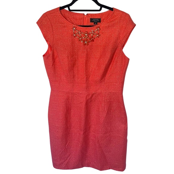 Tahari ASL | Dresses | Tahari Asl Jewel Neck Line Cap Sleeves Coral ...